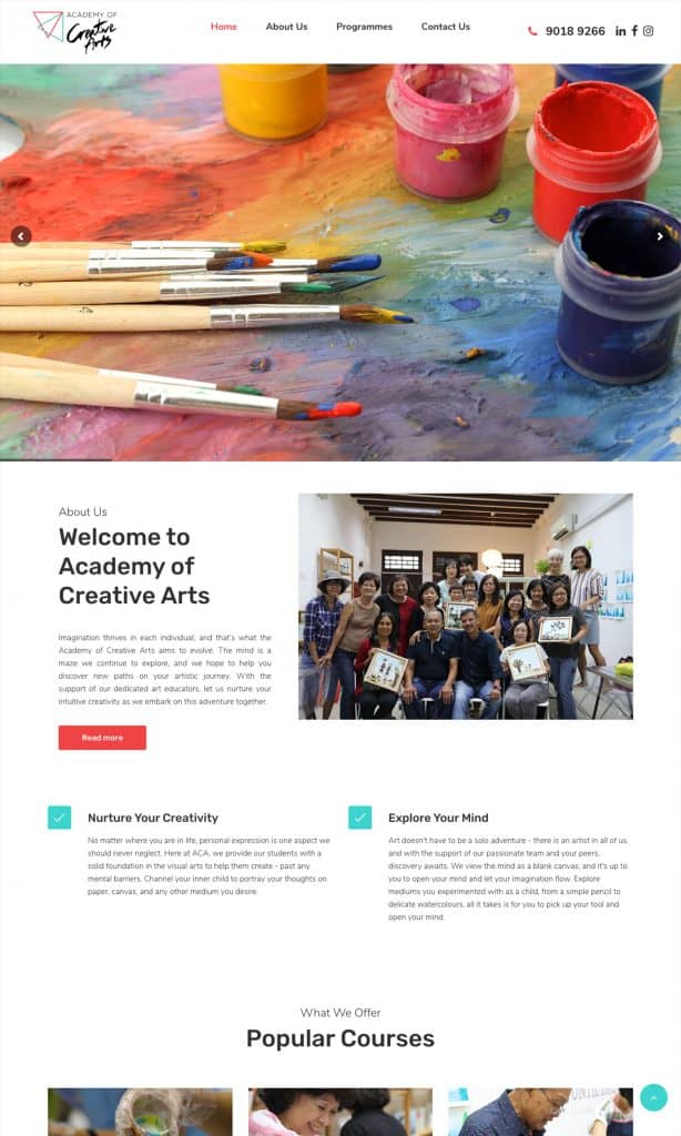 Web Design Portfolio | Academy of Creative Arts